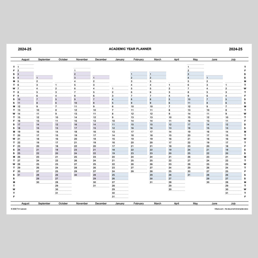 Academic Year Planner 2024-25 printable A4 or A3 – Infozio