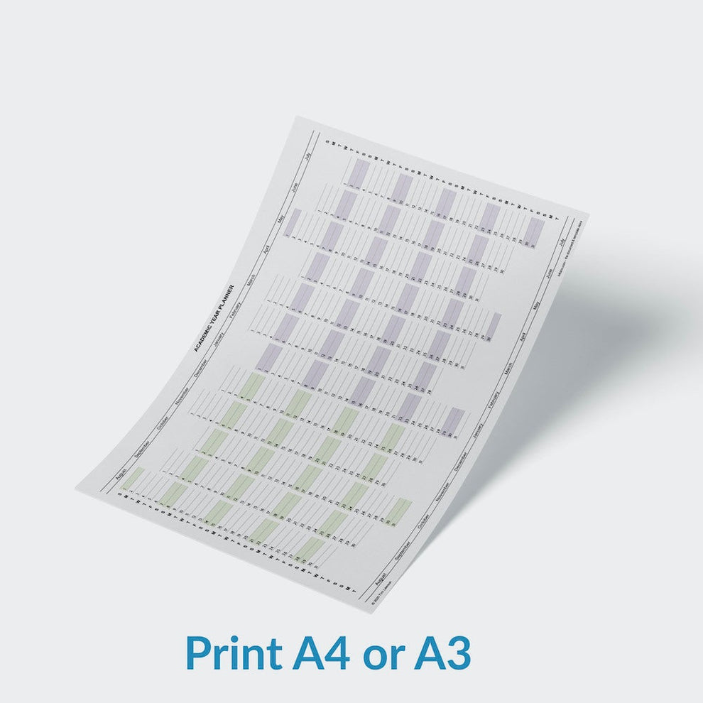 Academic Year Planner 2024-25 printable A4 or A3 – Infozio
